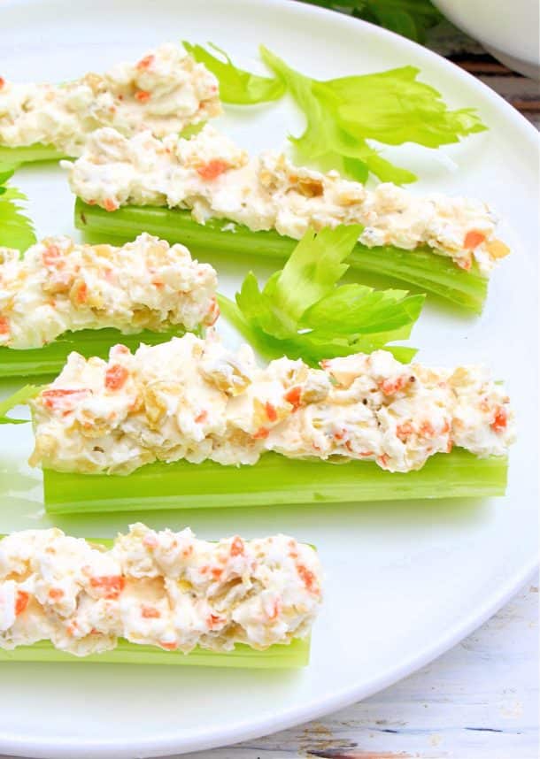 Cream Cheese and Olive Stuffed Celery - This Wife Cooks™