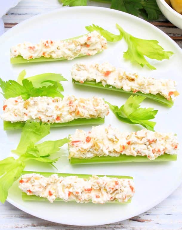 Cream Cheese and Olive Stuffed Celery - This Wife Cooks™