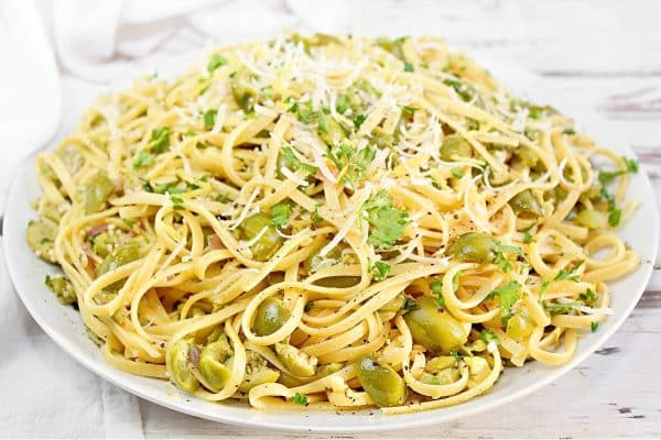 Green Olive Pasta ~ Vegan Recipe ~ This Wife Cooks™