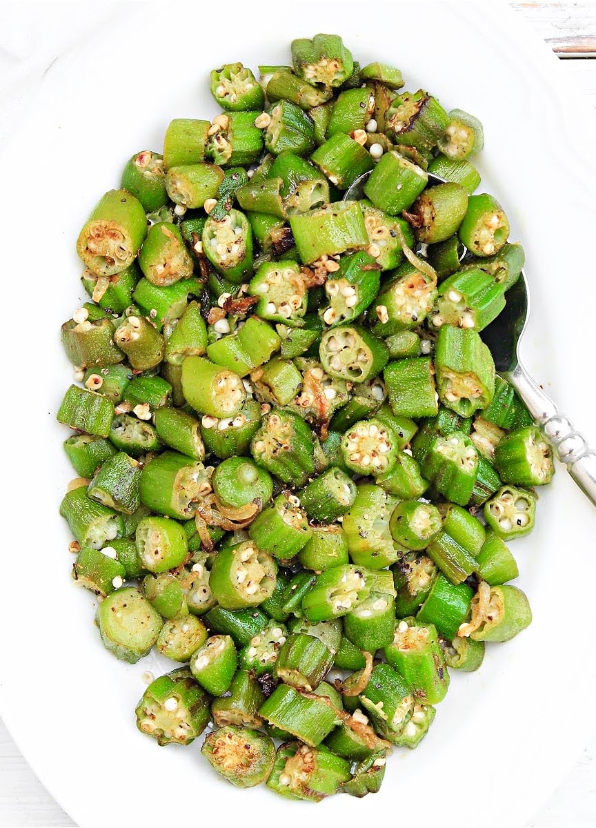 Skillet Okra ~ Easy Southern Pan Fried Vegan Recipe ~ This Wife Cooks™
