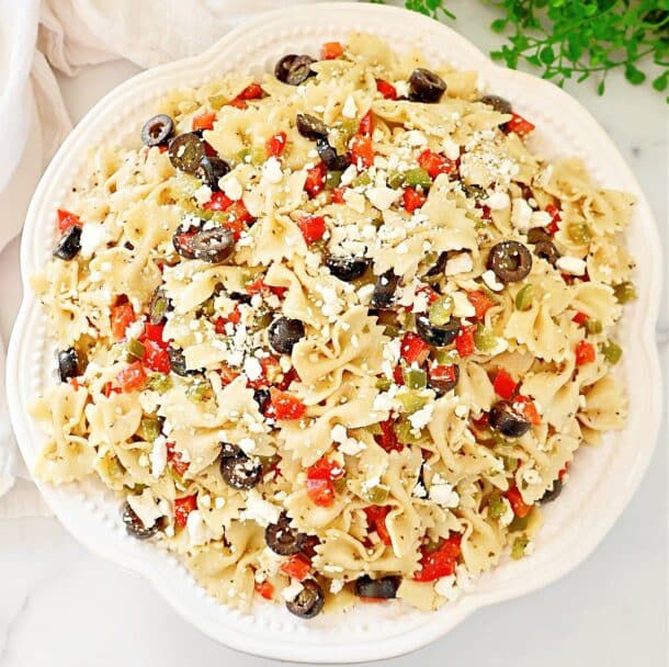 Greek Pasta Salad for a Crowd ~ Easy Potluck Recipe