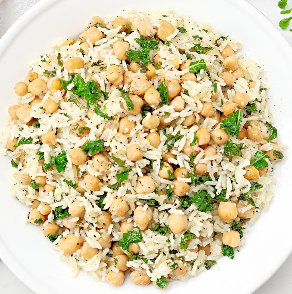 Kale and Chickpea Rice Pilaf ~ Easy Healthy Recipe ~ This Wife Cooks™